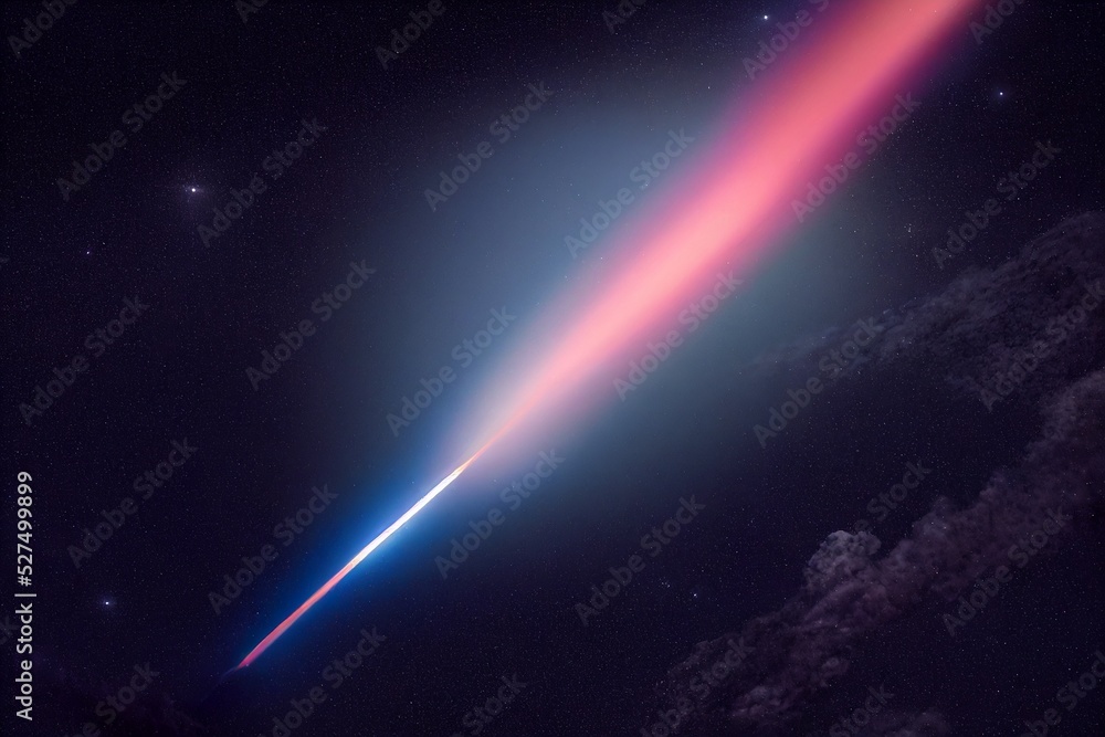CG illustration of a rocket taking off, drawing a trajectory. Stock ...