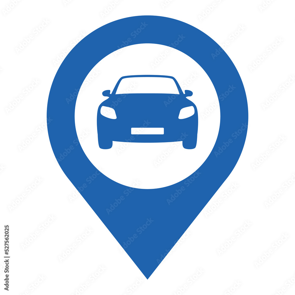 Car Parking pinpoint blue icon. Map parking pointer, Parking map point ...