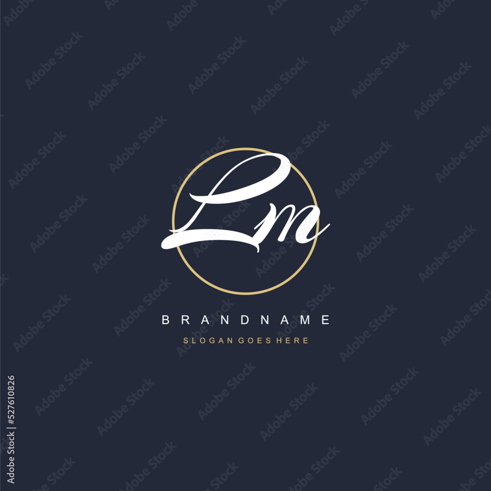 Initial letter LM logo monogram feminine style with circle line design ...