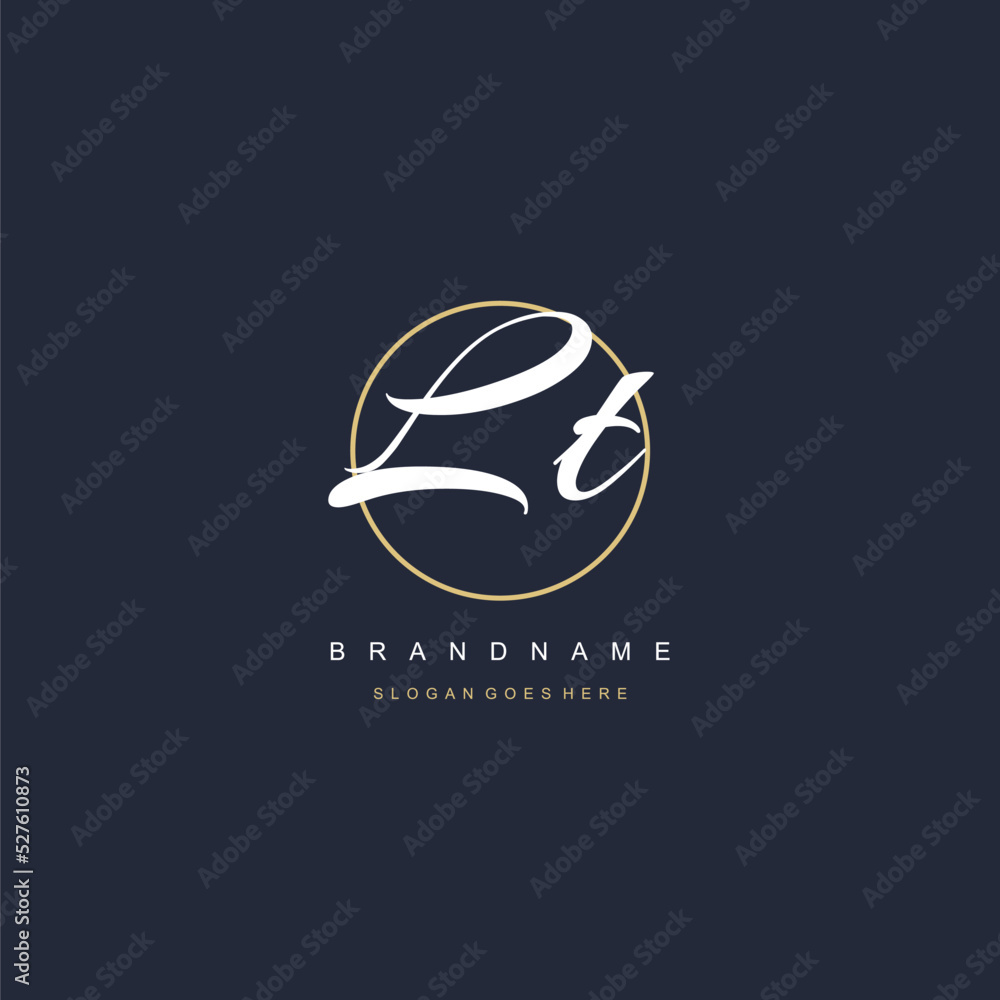 Initial letter LT logo monogram feminine style with circle line design ideas Stock Vector ...
