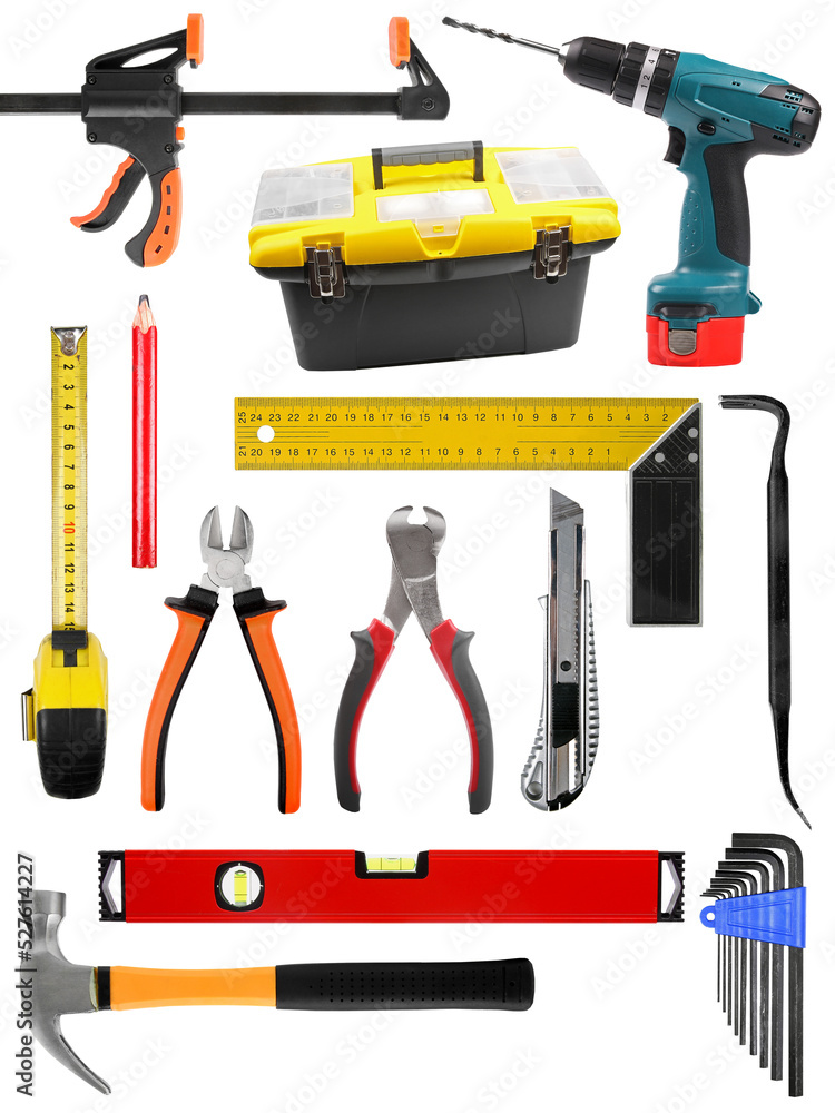 set of variety construction tools on transparent background Stock Photo ...