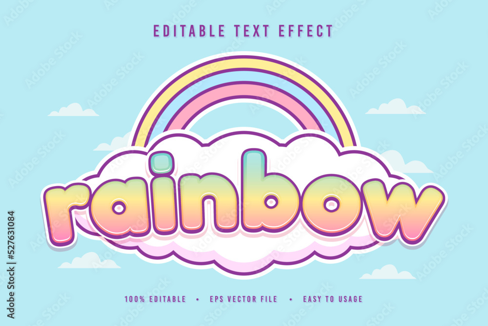 cute colorful rainbow text effect and alphabet Stock Vector | Adobe Stock