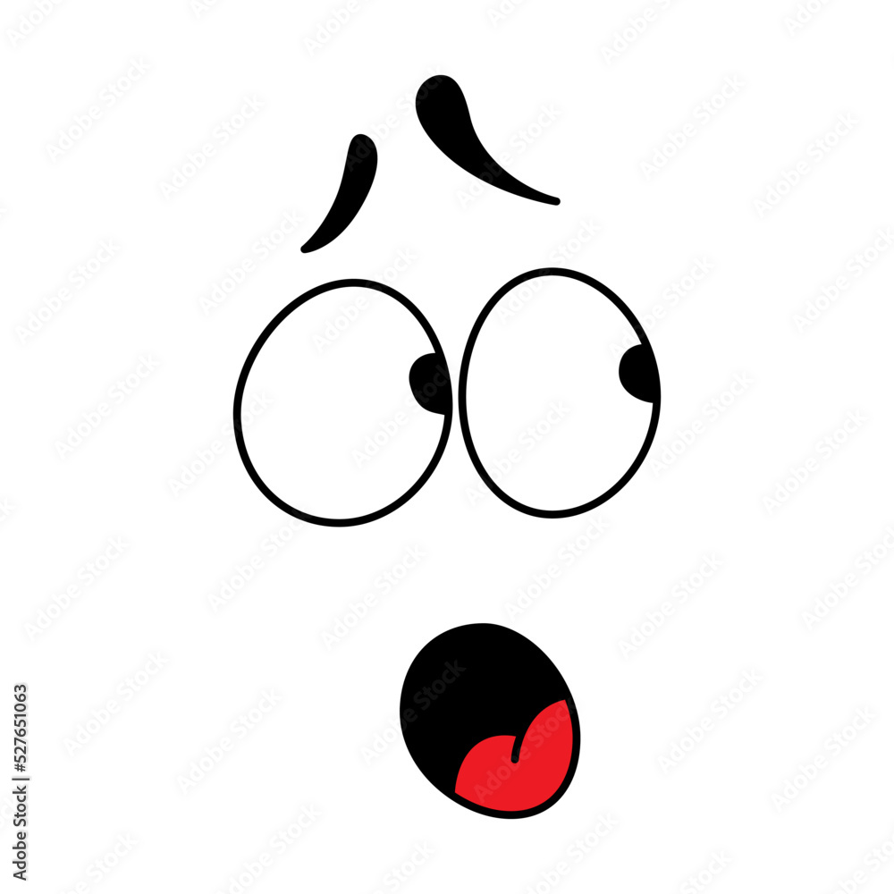 Scared smile emoticon emoji line art icon. Vector isolated cartoon ...