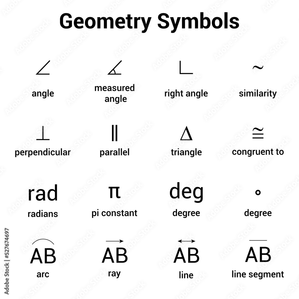 Geometry symbols signs in mathematics Stock Vector | Adobe Stock