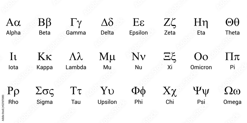 the greek alphabet letters font. greek alphabet set vector. alpha beta ...