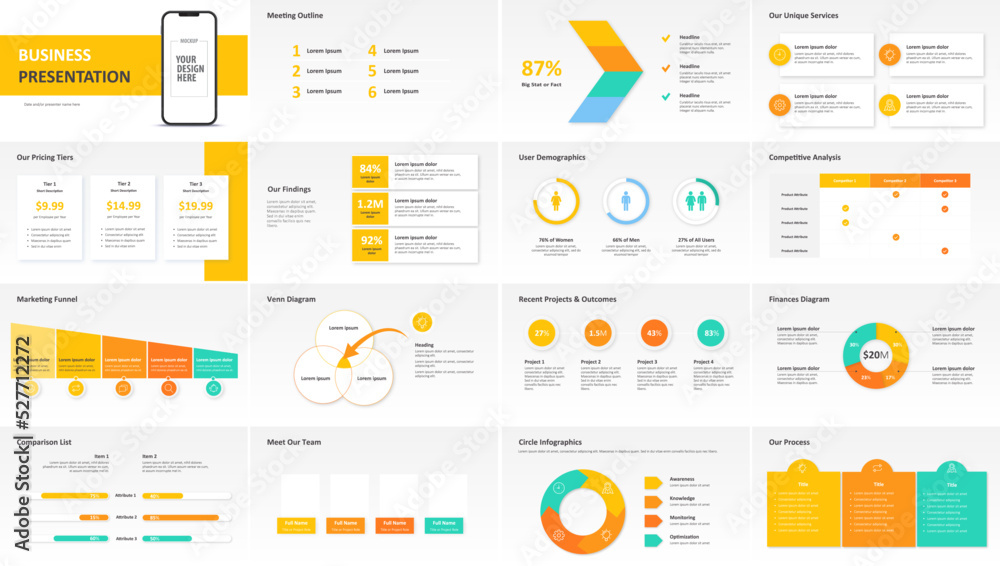 Business Presentation Template with Infographics: 16 slide layouts for ...