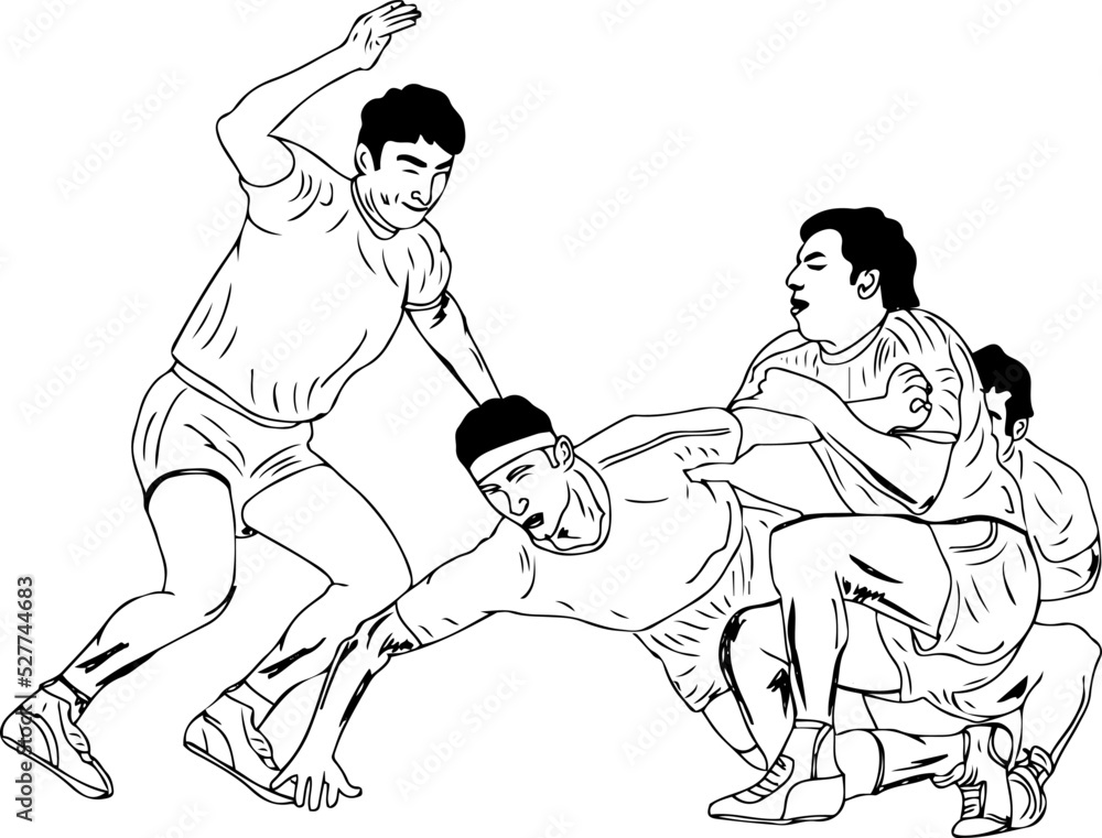Indian Traditional Game Kabaddi vector, Sportsman Playing Kabaddi ...
