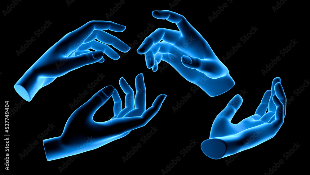 technological transparent set of hand or palm anatomy beautiful ...