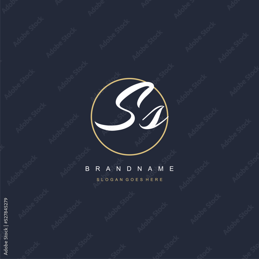 Initial letter SS logo monogram feminine style with circle line design ...
