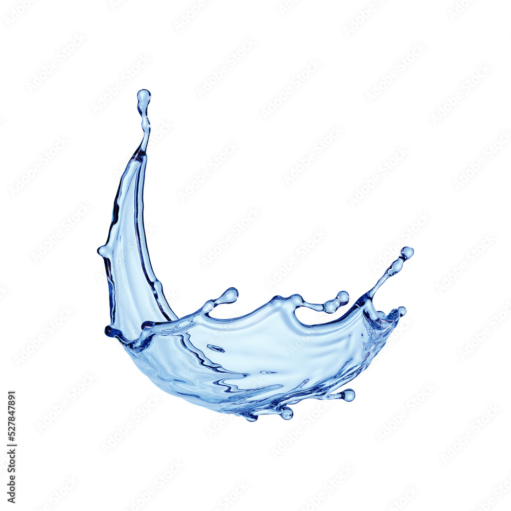 3d render, blue wave, water wavy splash clip art isolated on ...