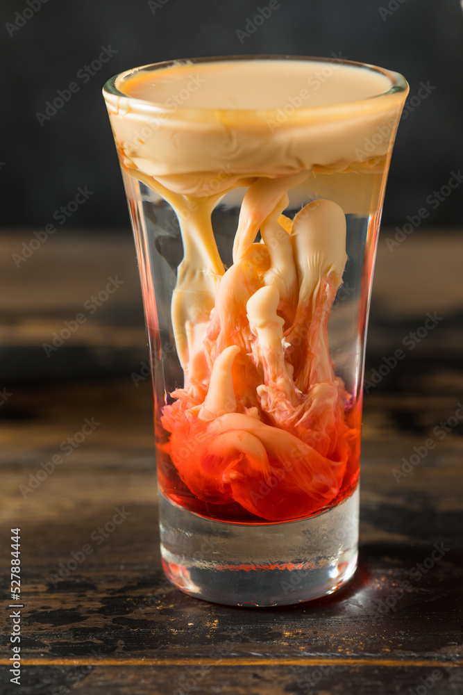 Boozy Halloween Brain Hemorrhage Shot Cocktail Stock Photo | Adobe Stock