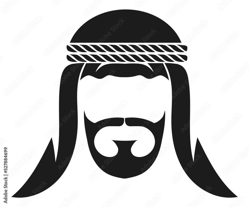 Saudi man icon. Head in traditional muslim headdress. Islamic symbol ...