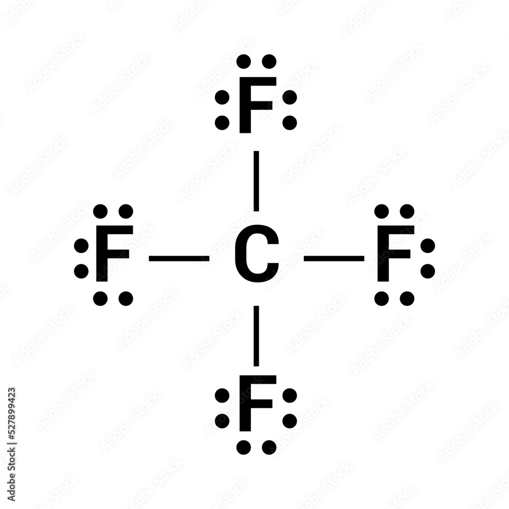 Lewis structure of carbon tetrafluoride (CF4) Stock Vector | Adobe Stock
