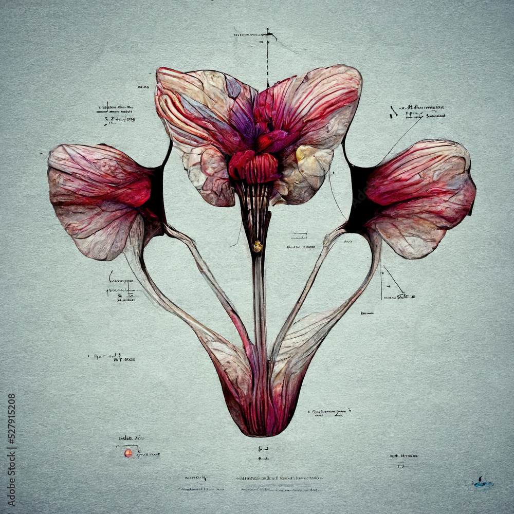 Flower diagram colored sketch on white background. Stock Illustration ...