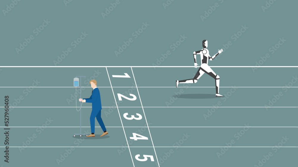 Concept of AI vs human battle, cyborg replace and turnover human career ...