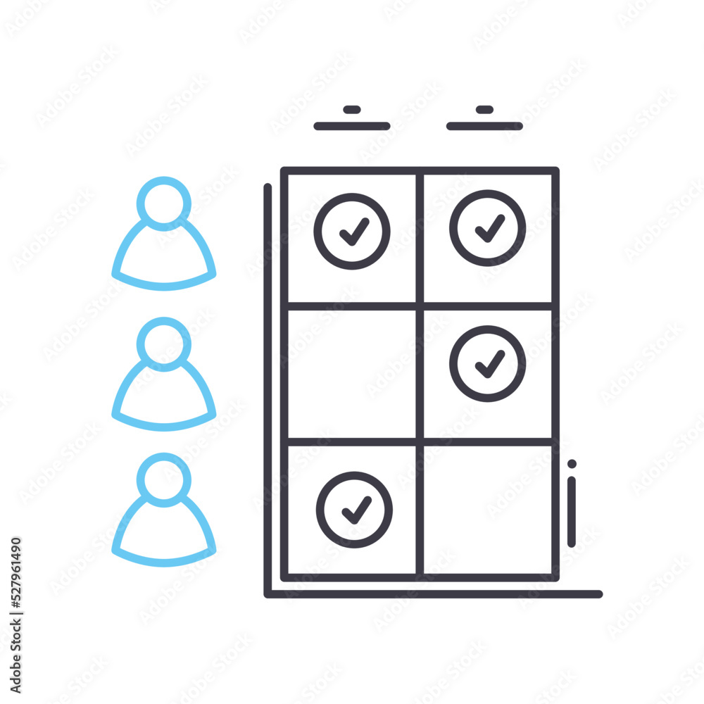 skills matrix line icon, outline symbol, vector illustration, concept ...