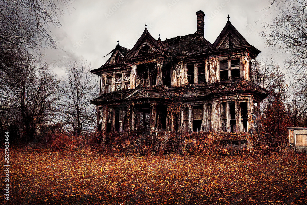 Haunted house, old worn-down abandoned home, creepy and spooky Stock ...