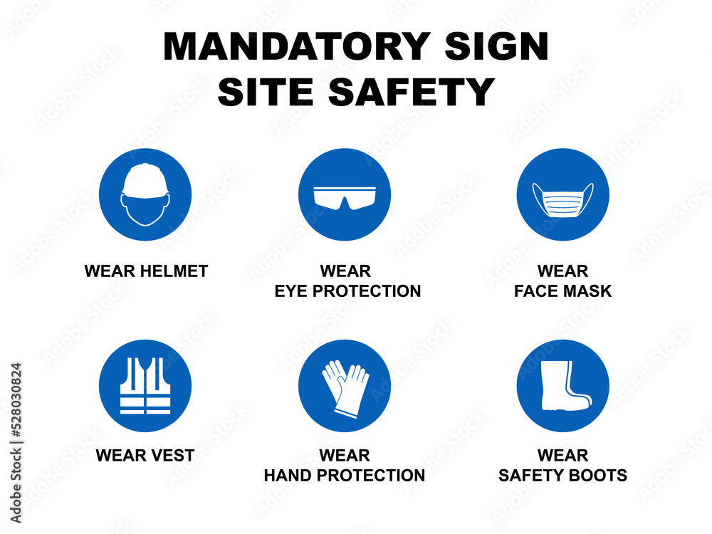 Mandatory sign on construction icon set vector flat design editable ...