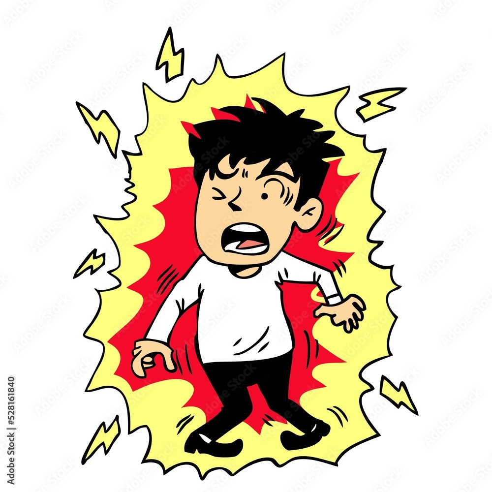 cartoon man jumping on electric shock Stock Illustration | Adobe Stock