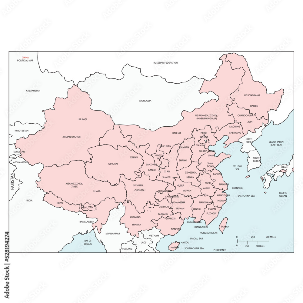 Political Map of China China's Political Map shows the international ...