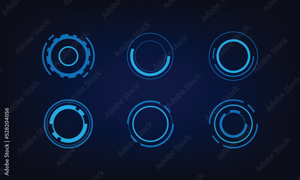 WebCircle HUD elements for UI, UX, GUI, FUI. Set abstract digital ...