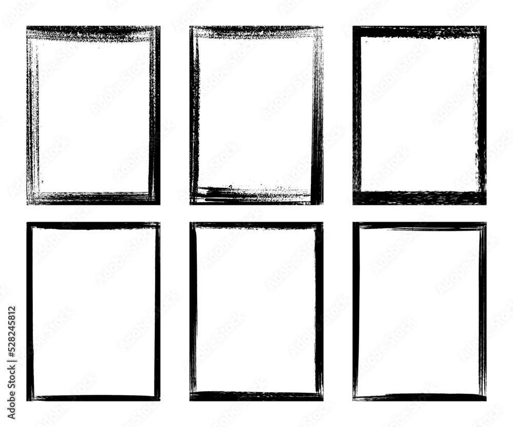 Vector illustration. Set of borders in grunge style. Dirty frame with a ...