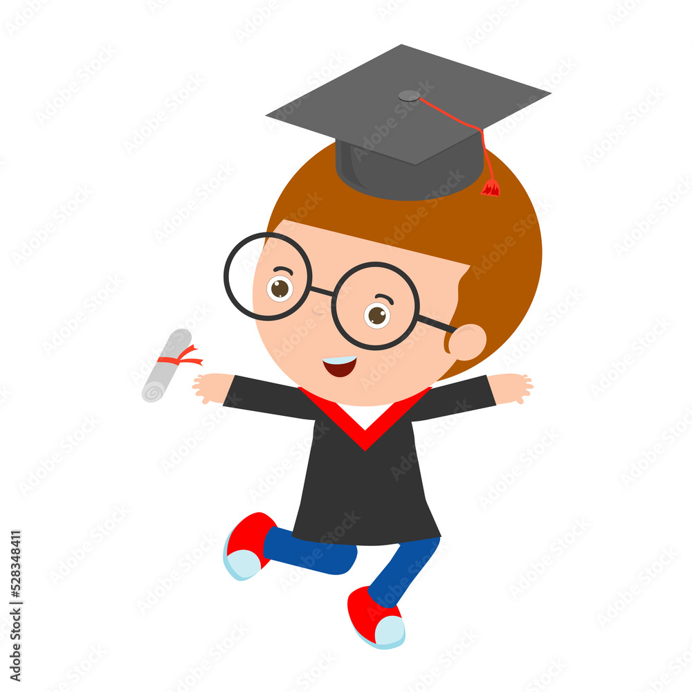 Graduation kids, happy child graduates, happy kids jumping, Graduates ...