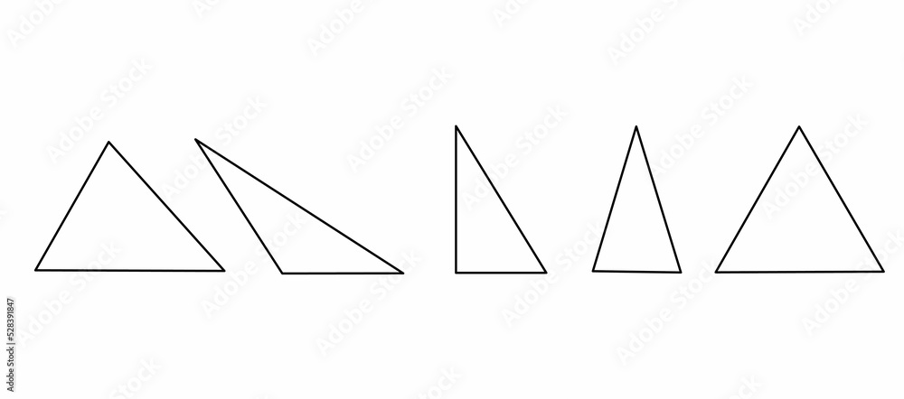 visual aid, didactic material, a set of triangles acute-angled, obtuse ...