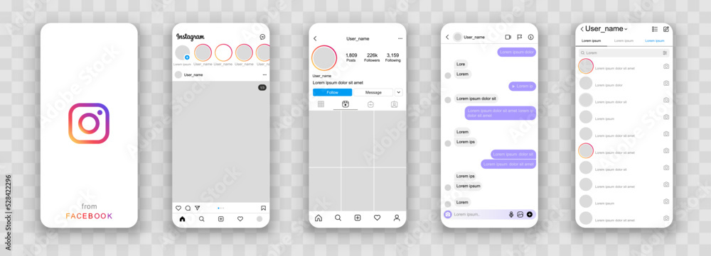 Instagram. Instagram mockup. Instagram mobile App interface template ...