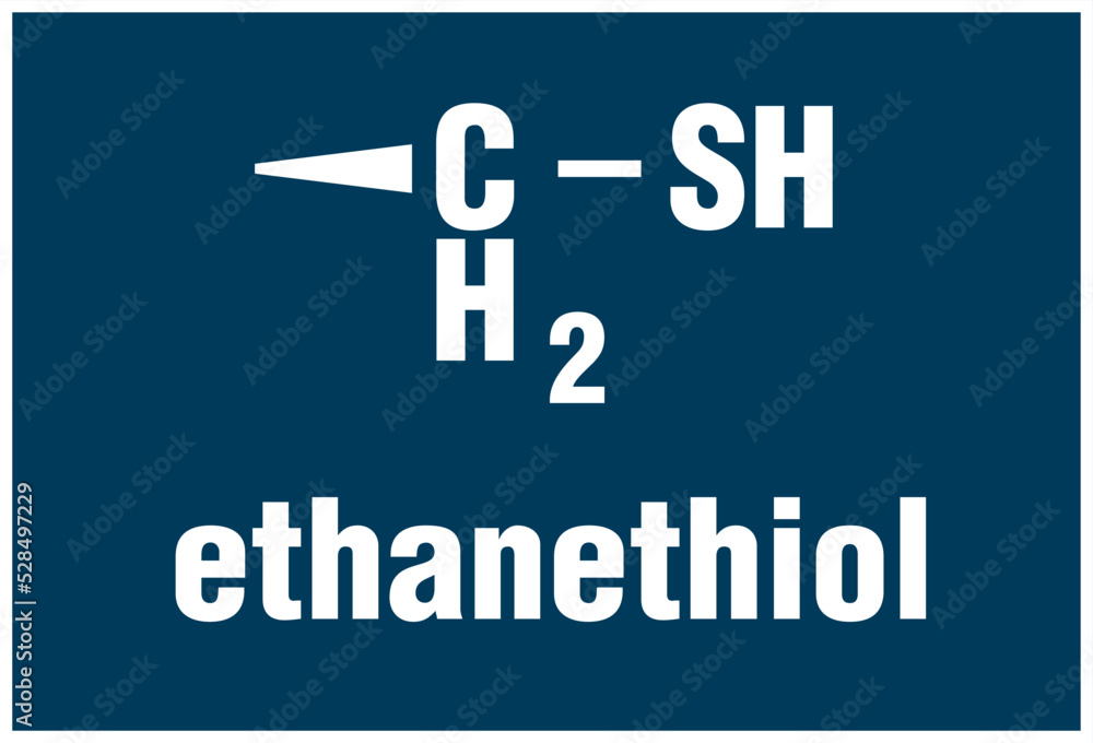 Vector de Stock Ethanethiol, commonly known as ethyl mercaptan, is an ...