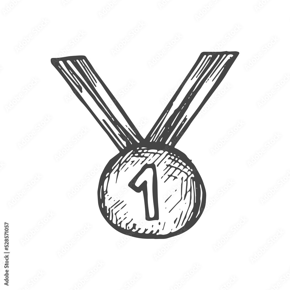 medal for victory sketch vector illustration Stock Vector | Adobe Stock