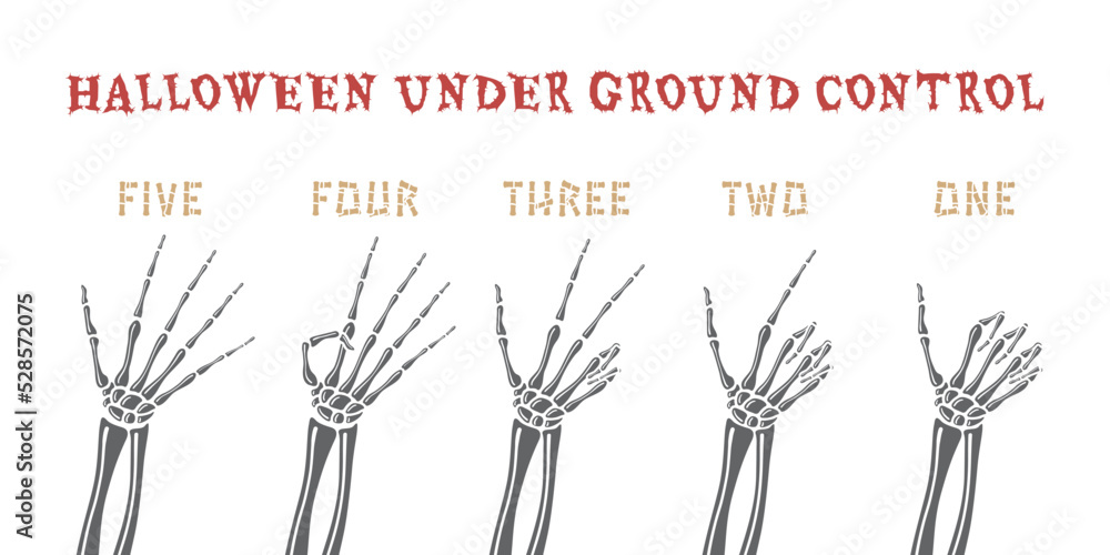 Dead Man Skeleton Hands Counting from Five to One and Halloween Under ...