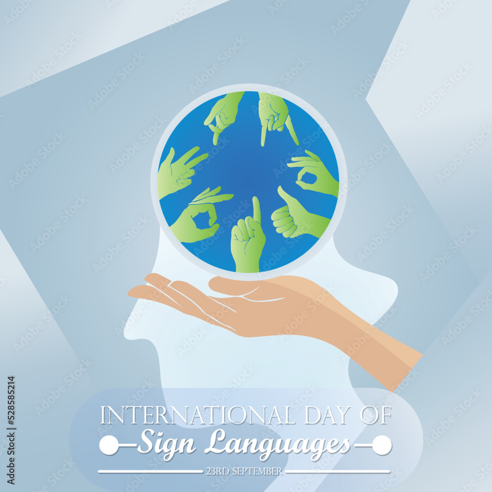 International day of sign languages vector illustration poster and ...