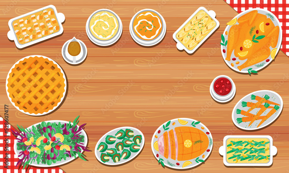 Cartoon Thanksgiving Dinner Table