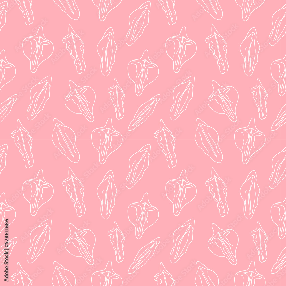 Seamless pattern with different type of female labia. Line drawing ...