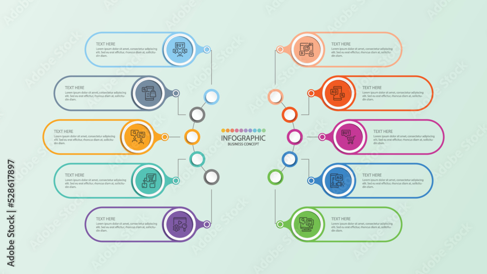 Infographic template with 10 steps, process or options, process chart ...