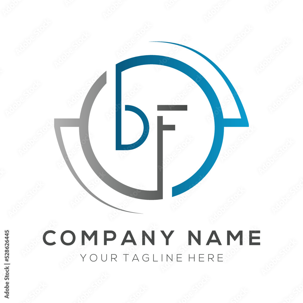letter DF Logo Design Vector Template. Initial Blue And Silver Letter ...