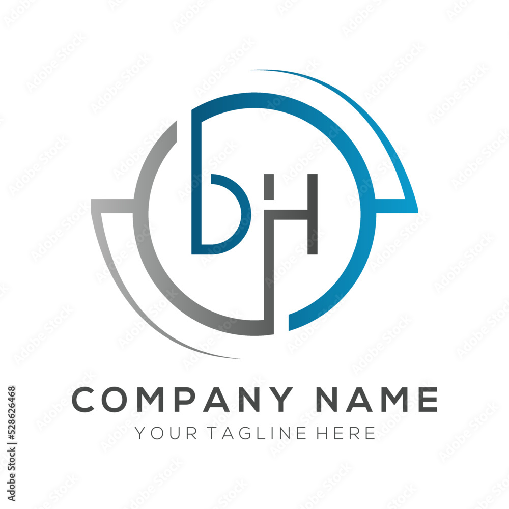 letter DH Logo Design Vector Template. Initial Blue And Silver Letter ...