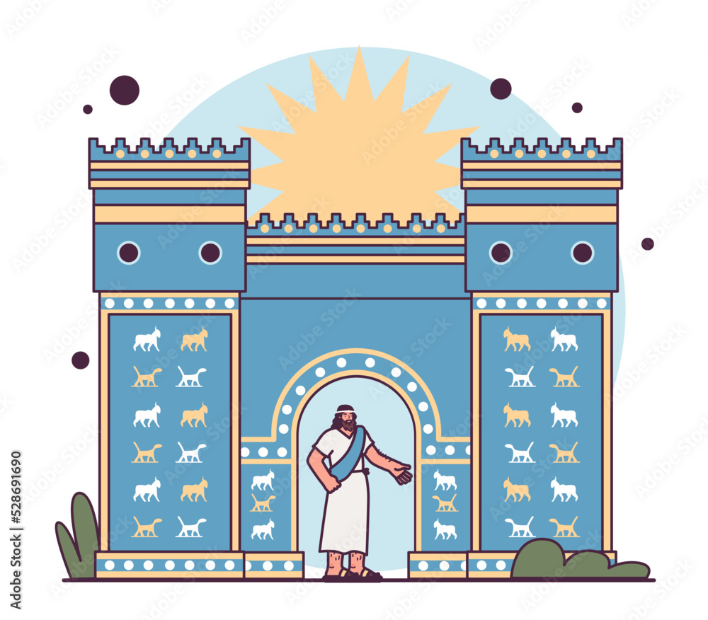 First civilization origin. Ancient Sumerian culture. Ishtar gate in ...