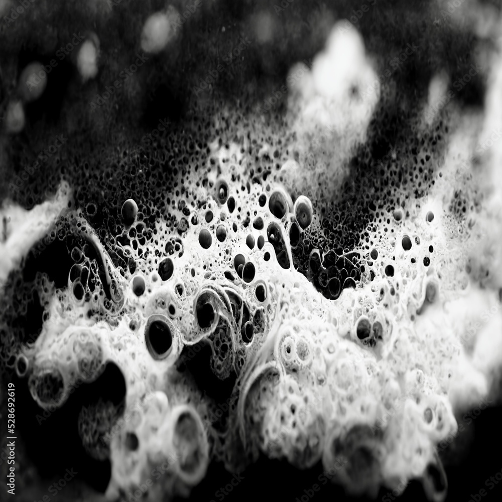 Abstract concept art black and white foam. Patterns, textures and ...