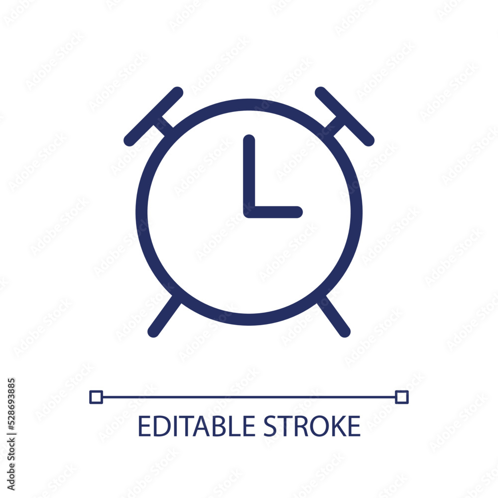 Alarm clock pixel perfect linear ui icon. Wake up in morning routine ...