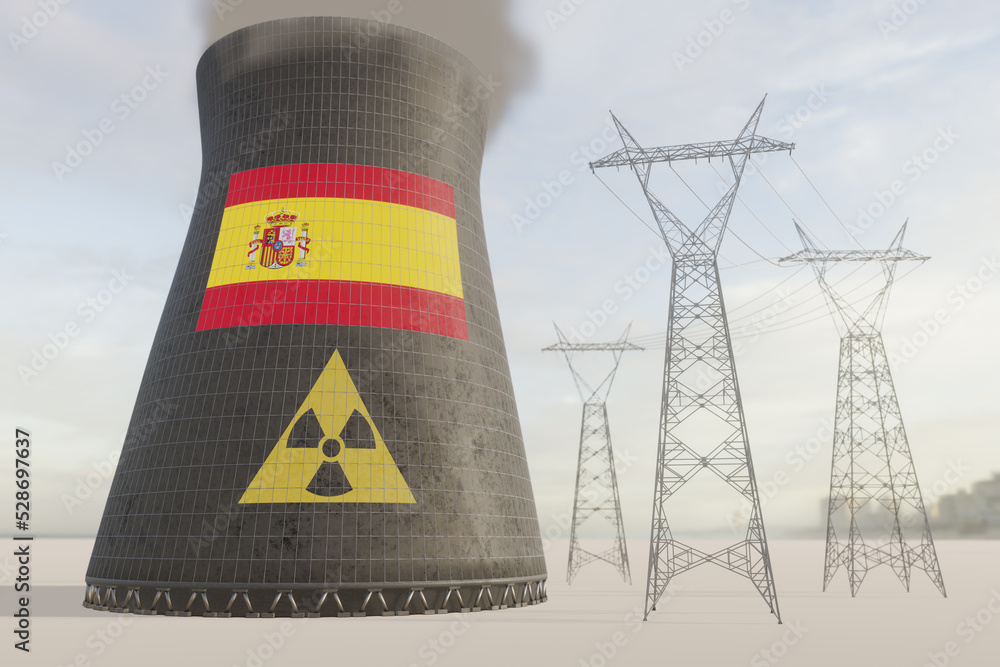 Nuclear energy in Spain concept. Ecological concept. Energy war ...