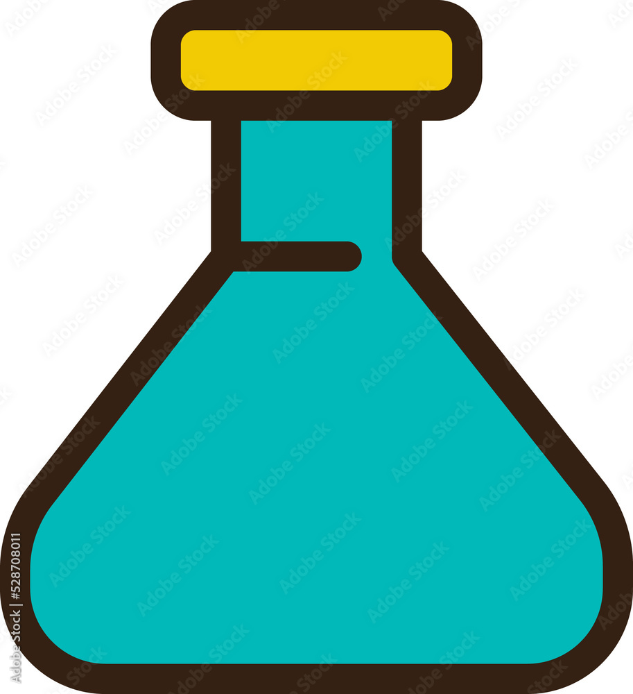 Erlenmeyer flask RGB color ui icon. Chemistry glassware. Simple filled ...