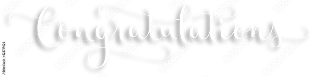 CONGRATULATIONS white vector brush calligraphy banner with drop shadow ...