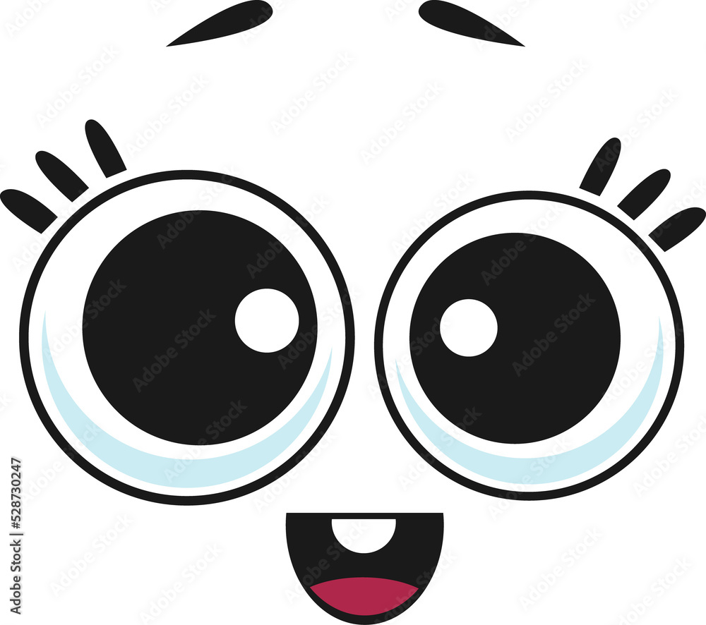 Cartoon fascinated face , vector delighted smile Stock Illustration ...