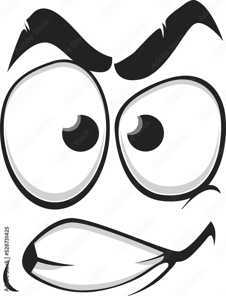 Cartoon face vector icon, emoji with angry eyes Stock Illustration ...