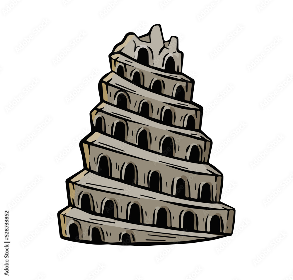 Tower of Babel. Ancient city Babylon of Mesopotamia and Iraq. Biblical ...