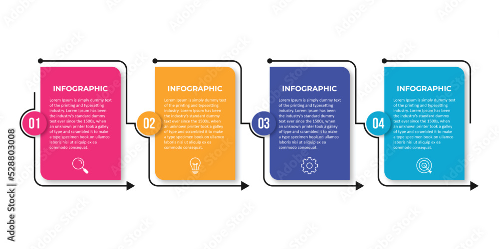 Vector Infographic label design template with icons and 4 options or ...