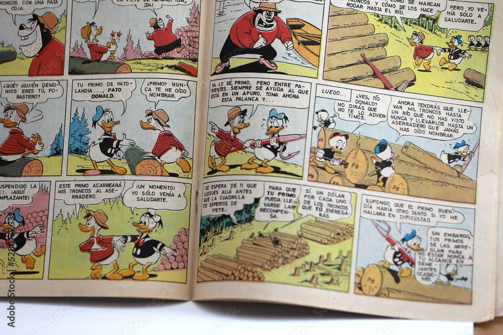Donald Duck Comic Magazine. Donald with his nephews Huey, Dewey and ...