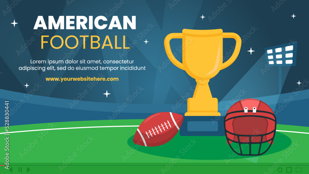 American Football Sports Player Video Thumbnail Template Hand Drawn ...